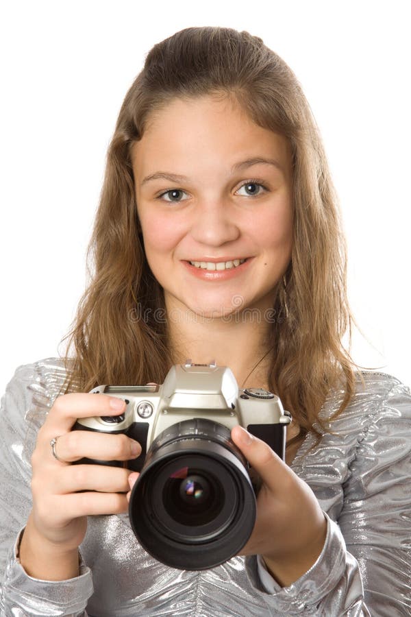 Girl Holding Camera Snapping a Selfie Stock Image - Image of beauty ...