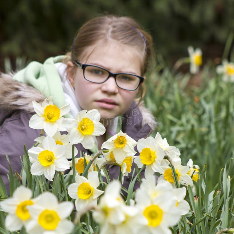 Young girl in spring park stock image. Image of nature - 30814415