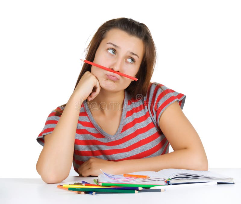 Angry, Frustrated Looking Young Student Girl. Stock Image - Image of ...
