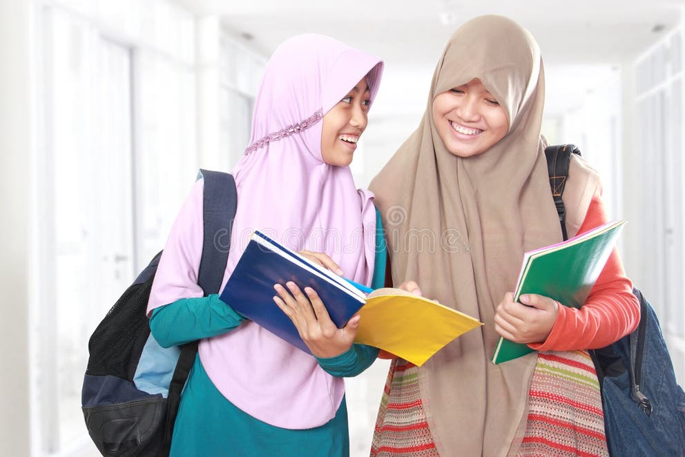 Young Girl Student Discussing Stock Image - Image of muslim, people ...
