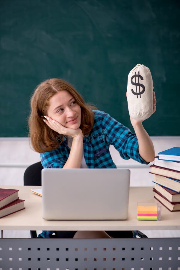 Young Female Student in Expensive Education Concept Stock Image - Image ...