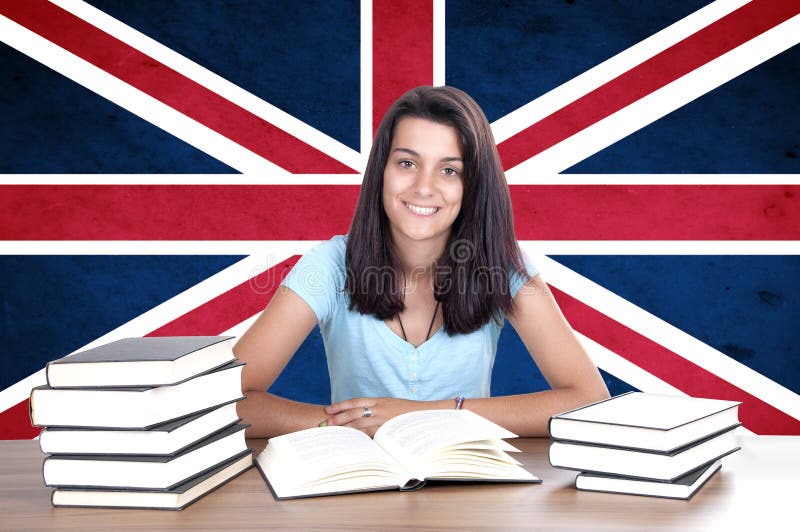 Young Boy Student on the Background with UK Flag Stock Photo - Image of ...