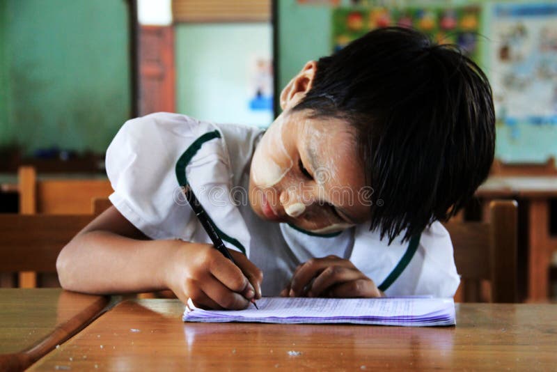 Young Girl Student at School, Portrait, Myanmar Editorial Stock Image ...