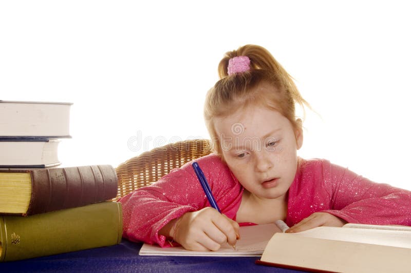 Young Girl is Studying the Books Stock Photo - Image of book, people ...