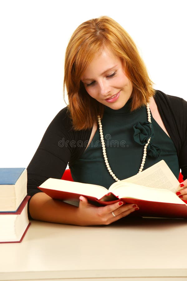 Blonde girl studying stock image. Image of university - 39658209