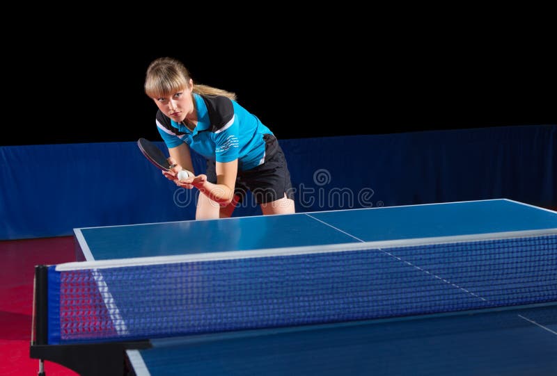 Young Girl Table Tennis Player Stock Photo - Image of intently, paddle ...