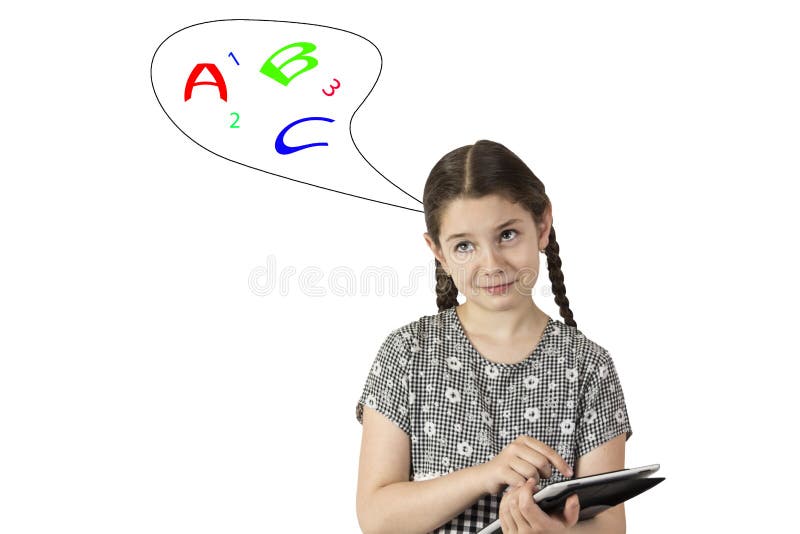 Young girl with a tablet stock image. Image of people - 40218917