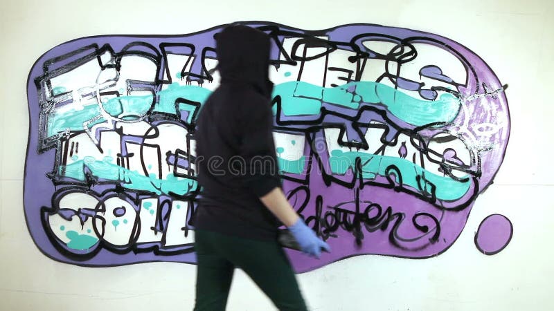Young Girl Tagging Wall with Graffiti Stock Footage - Video of leisure ...