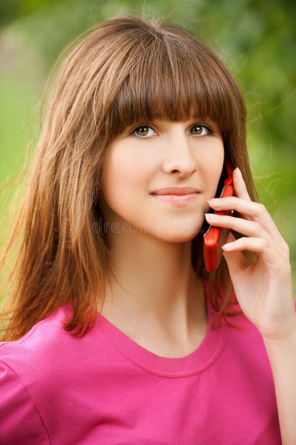 Young Girl Talking at the Cell Stock Image - Image of discussion, call ...