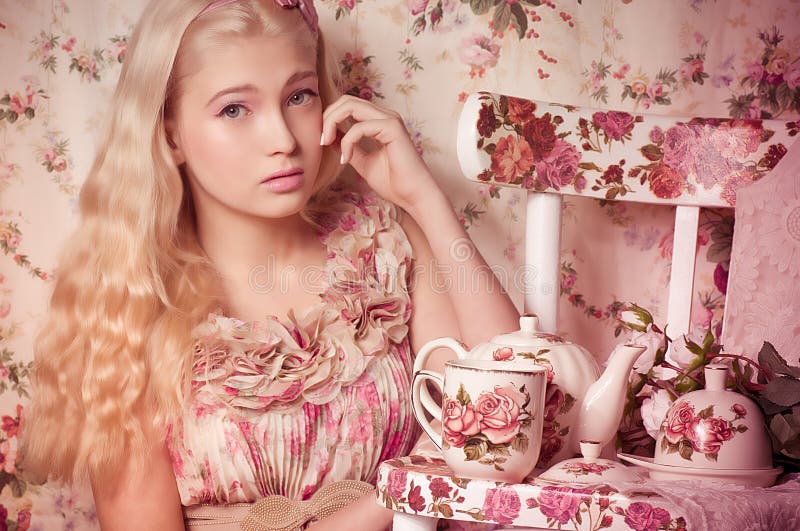 Young Girl with Tea Ceremony Stock Photo - Image of color, human: 28681414