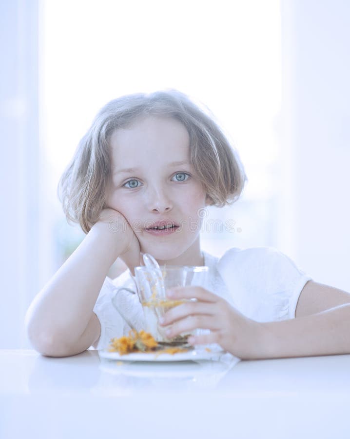 Young girl with tea cup stock image. Image of scene, portrait - 85287411