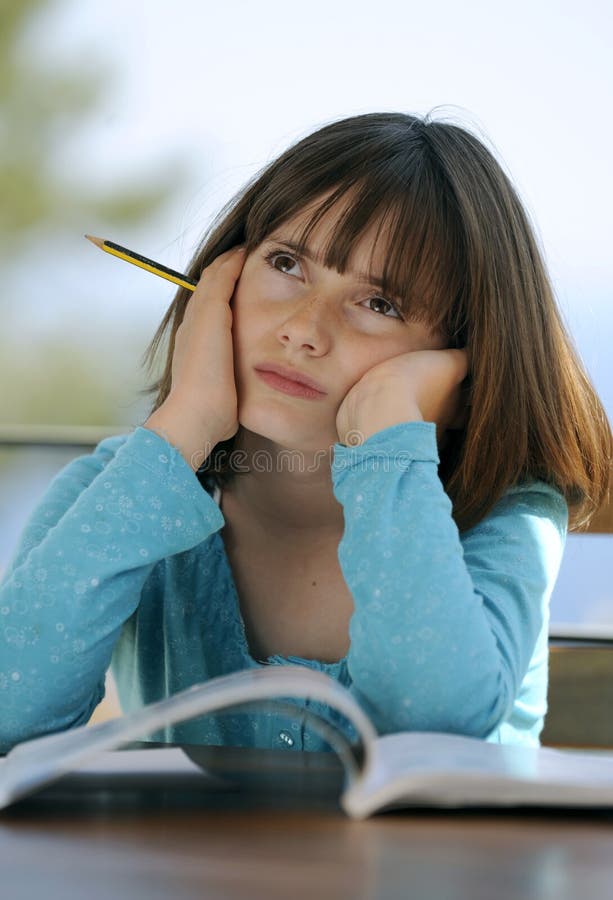 Young girl thinking stock photo. Image of thinking, concentration ...