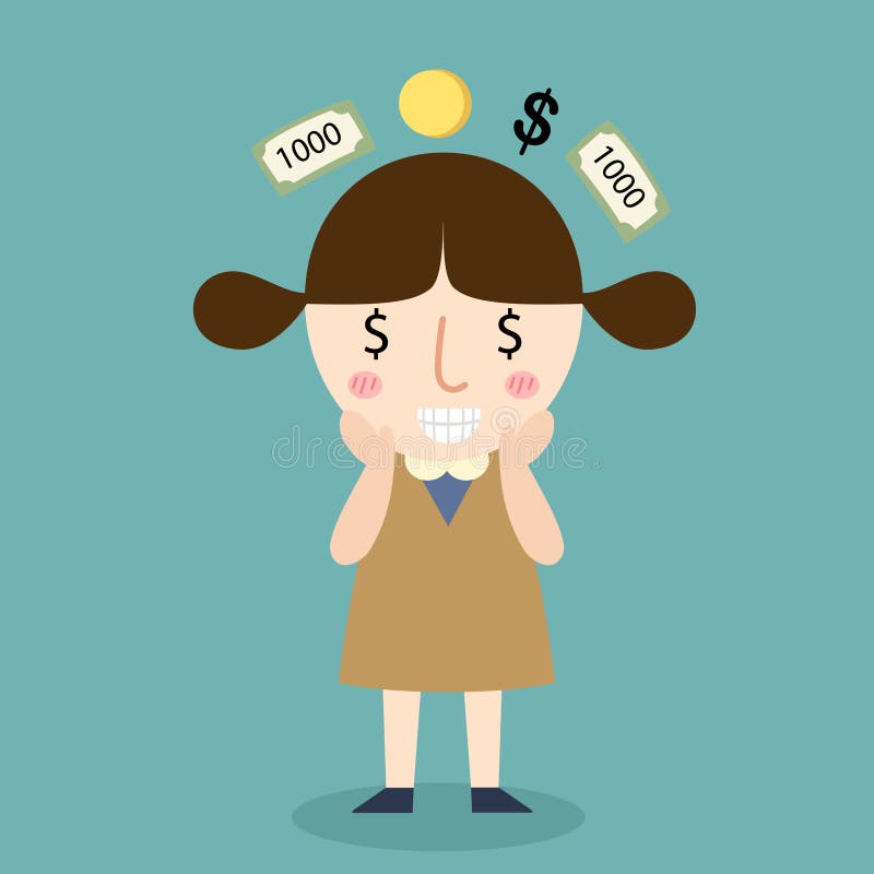 Young Girl Thinking about Money Vector Stock Vector - Illustration of ...
