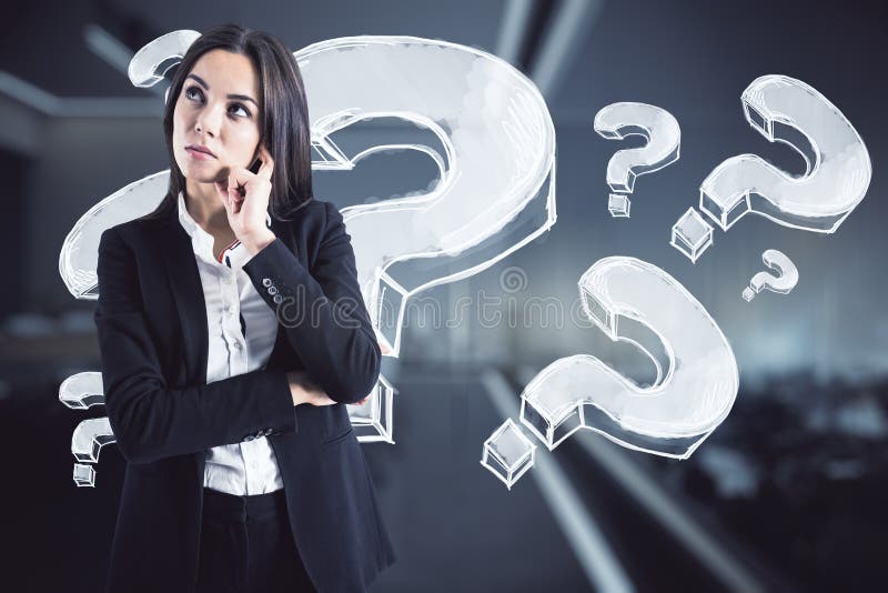 Young Beautiful Girl Thinking about Questions Stock Image - Image of ...