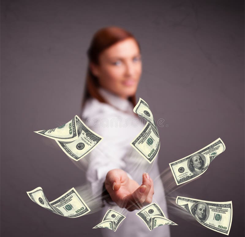 Young girl throwing money stock image. Image of banking - 40183765