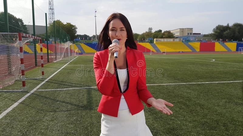 Young Girl TV Reporter is Broadcasting Stock Footage - Video of person ...