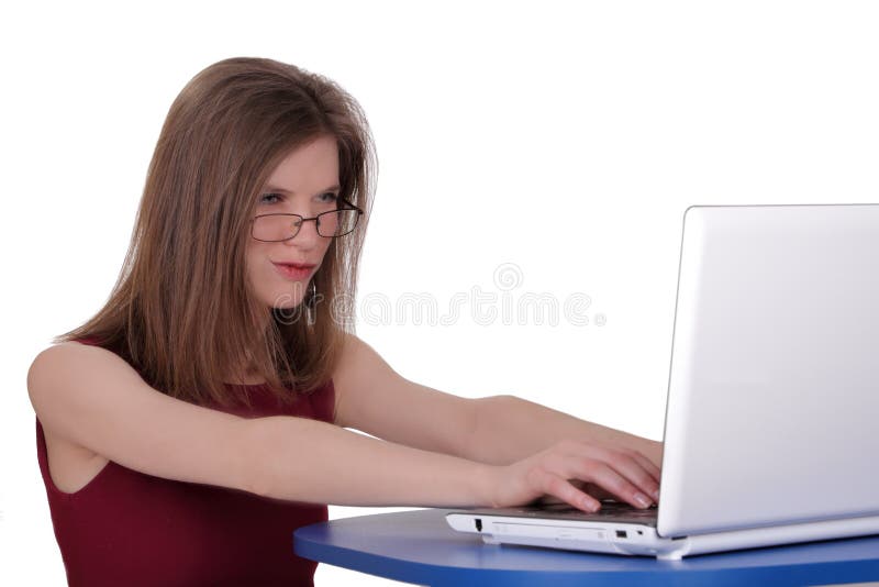 Young Girl is Typing on Computer Stock Photo - Image of typing, busy ...