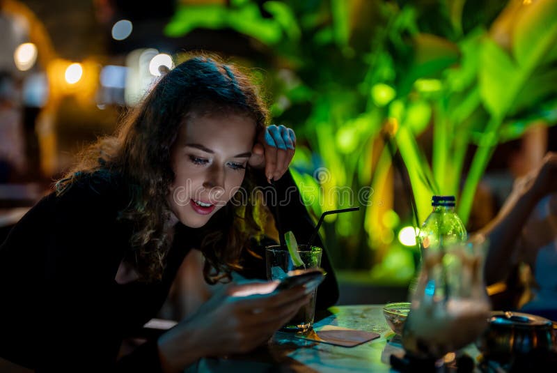 Young Girl Using Mobile Phone Stock Photo - Image of young, texting ...