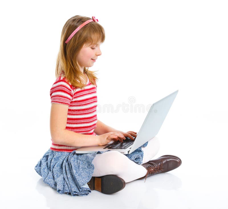 Young Girl Using Notebook Computer Stock Photo - Image of caucasian ...
