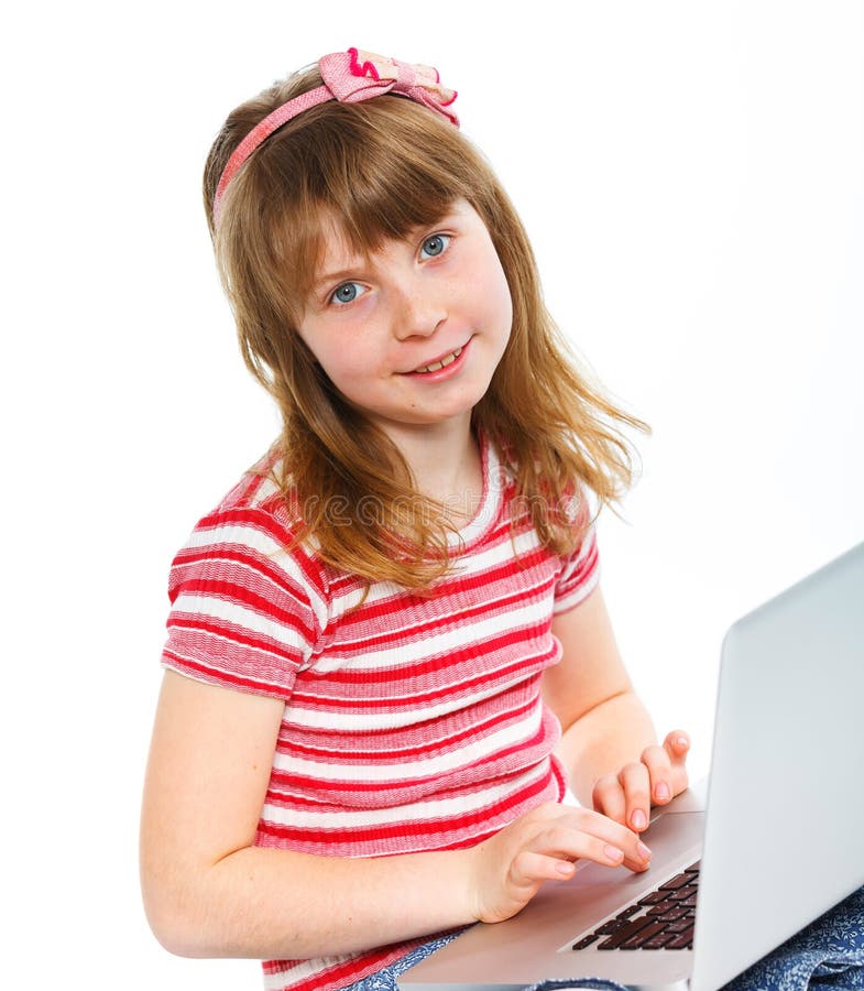 Young Girl Using Notebook Computer Stock Image - Image of chatting ...