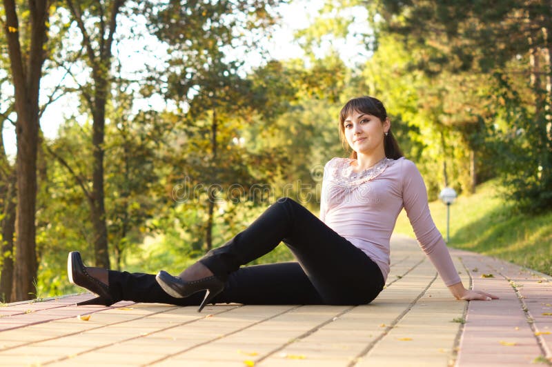 The young girl on walk stock photo. Image of joyful, flirt - 42738354