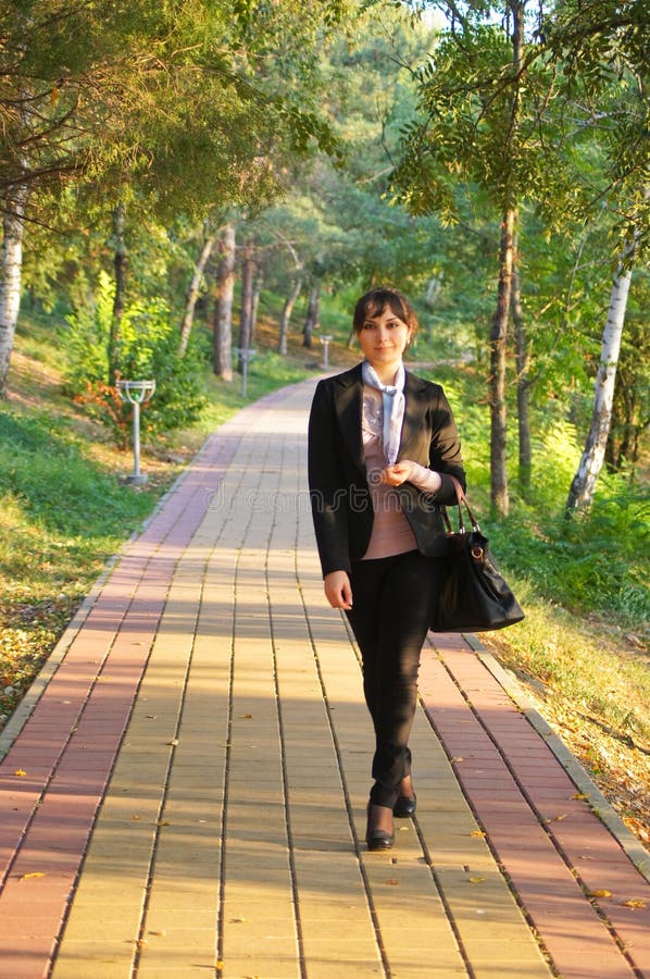 The young girl on walk stock image. Image of woman, nature - 42739057