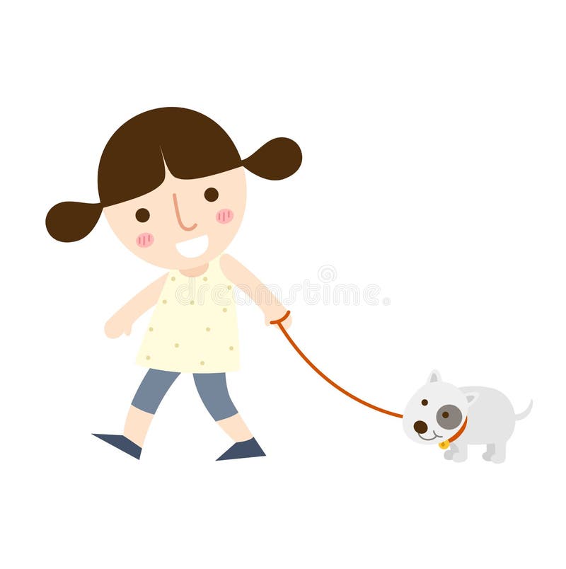 Girl Walking Dog Stock Illustrations – 2,342 Girl Walking Dog Stock ...