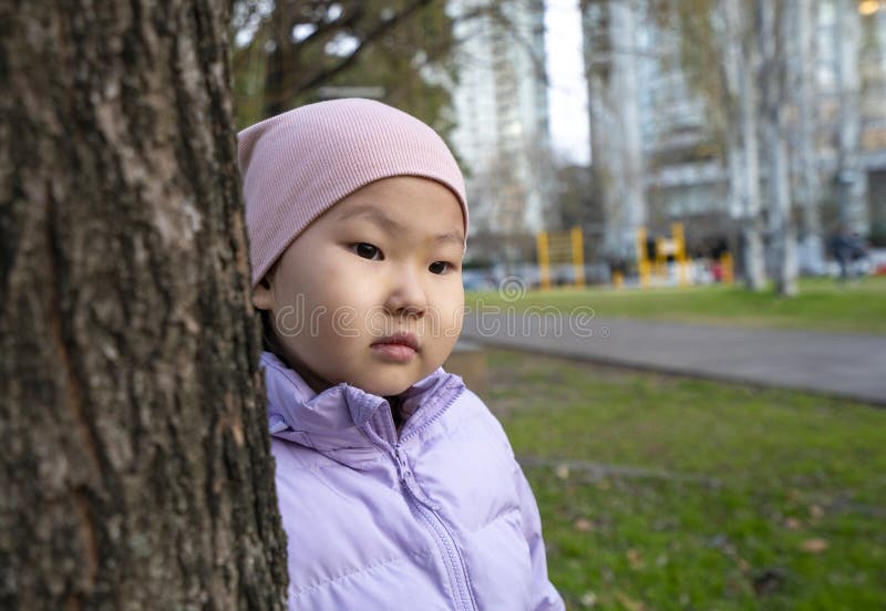 Young Girl Wearing Pink Hat Standing Front Tree Stock Photos - Free ...