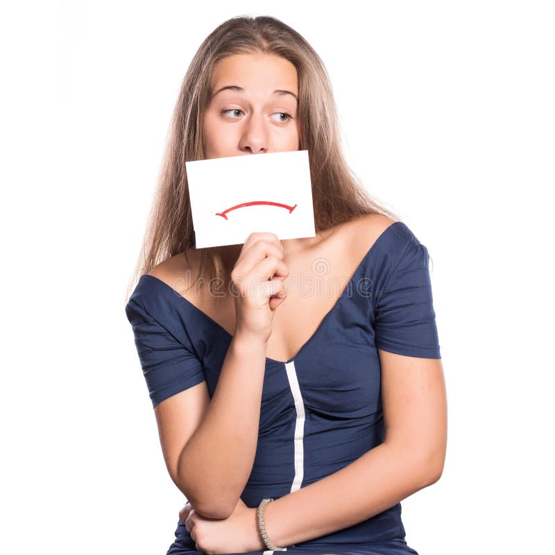 Young Girl Whiteboard Sad Face Stock Photos - Free & Royalty-Free Stock ...