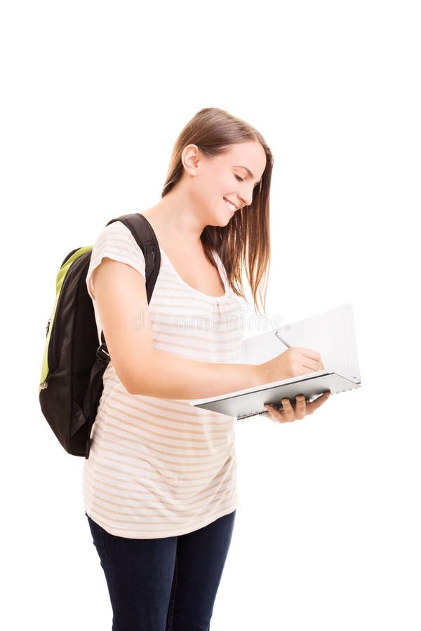 Young Girl Writing Something Down Stock Image - Image of university ...