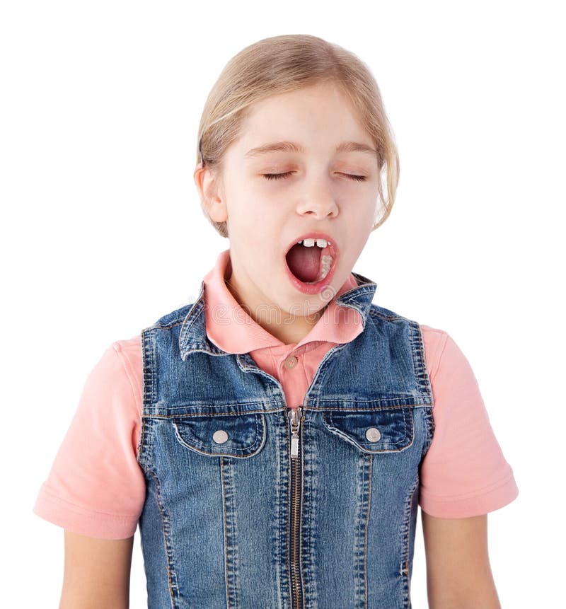 Little girl yawning stock image. Image of hand, female - 36280821