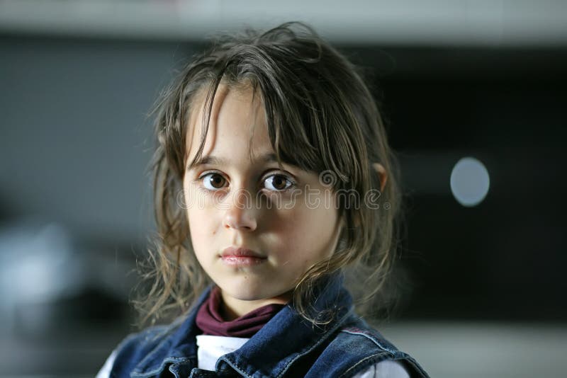 Young Girl 6-7 Years Old Looks into the Camera Stock Photo - Image of ...