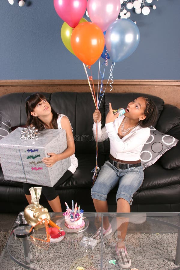 Young Girls Birthday Party Fun Stock Image - Image of girls, gold: 2022915