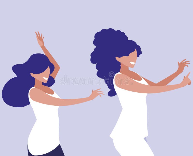 Young Girls Dancing Characters Stock Illustration - Illustration of ...
