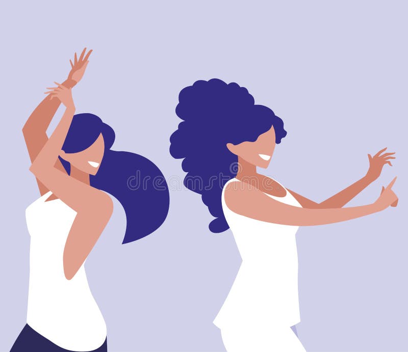 Young Girls Dancing Characters Stock Illustration - Illustration of ...