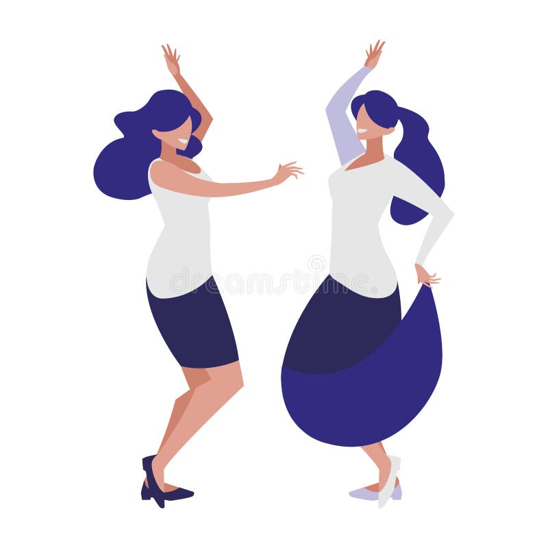 Young Girls Dancing Characters Stock Illustration - Illustration of ...