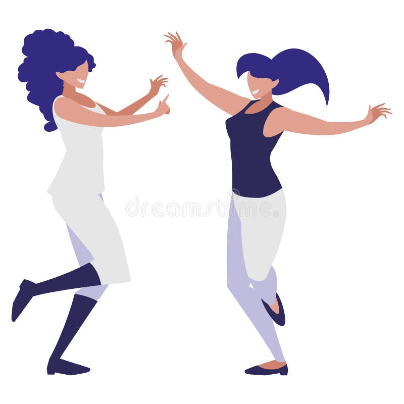 Young Girls Dancing Characters Stock Illustration - Illustration of ...