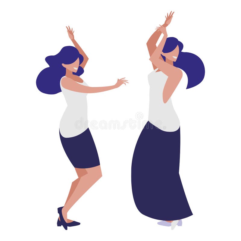 Young Girls Dancing Characters Vector Ilustration Stock Illustration ...