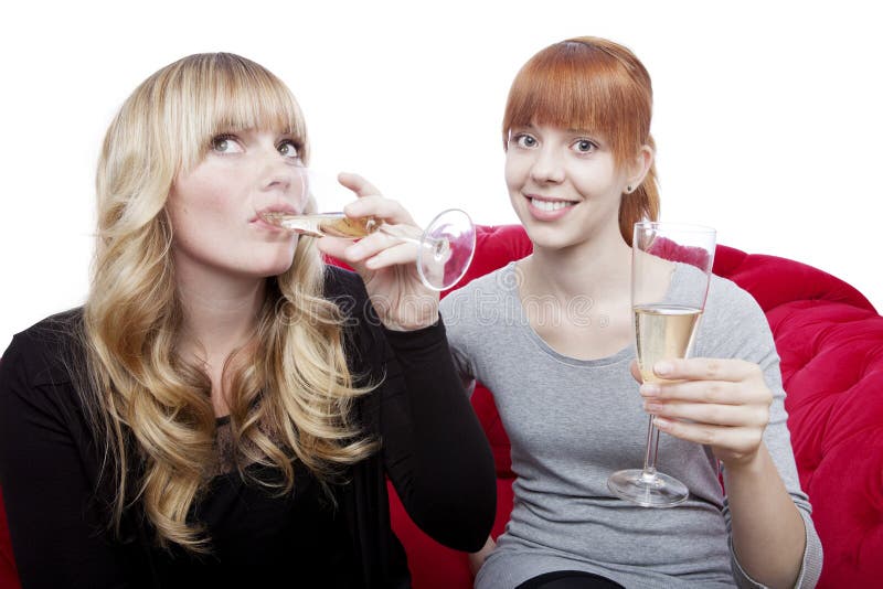 Two Girls Drink Coffee and Use the Phone Stock Photo - Image of coffee ...