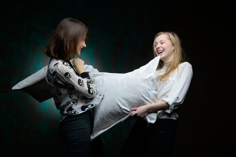 Young Girls Have Fun in Studio Stock Image - Image of feeling, gaiety ...