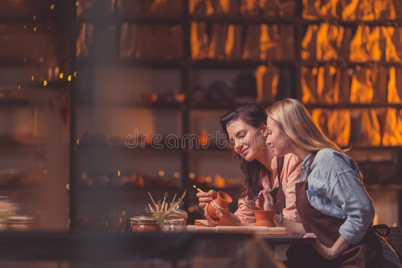 Young Girls in the Workshop Stock Image - Image of clay, making: 119305769