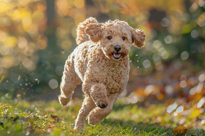 Young Goldendoodle Pup Running, AI Generated Stock Illustration ...