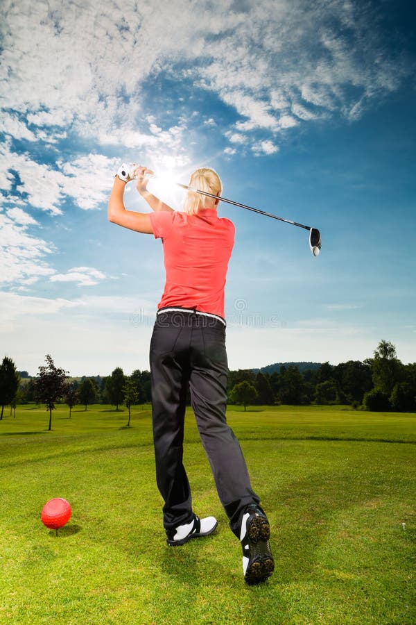 Young Golf Player on Course Doing Golf Swing Stock Image - Image of ...