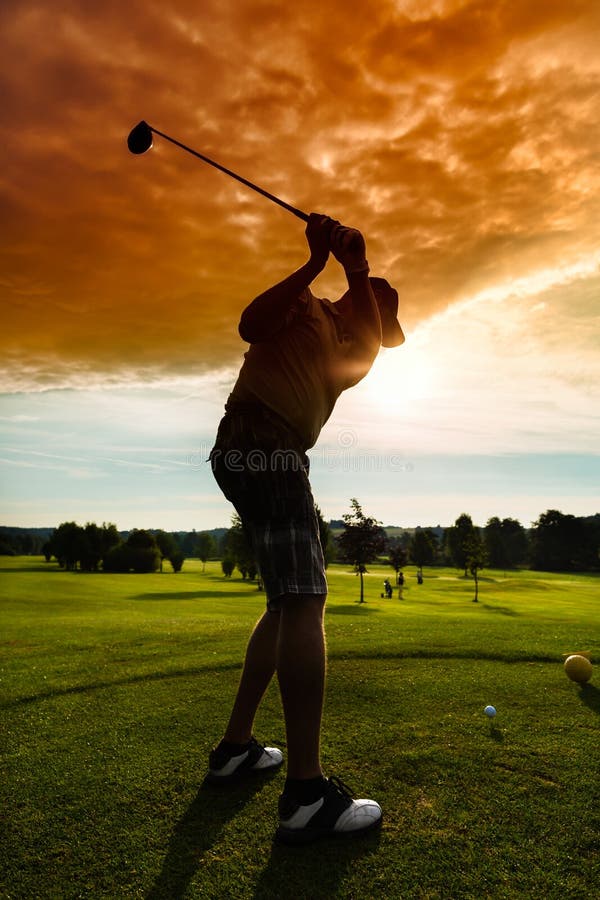Young Golf Player on Course Putting and Aiming Stock Photo - Image of ...
