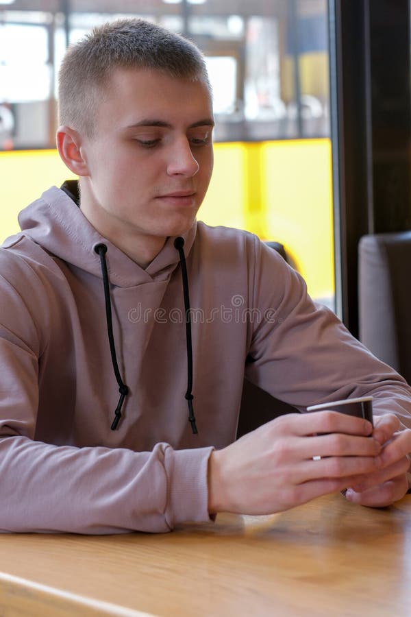 Young Good-looking Guy Drinking Coffee Stock Image - Image of person ...