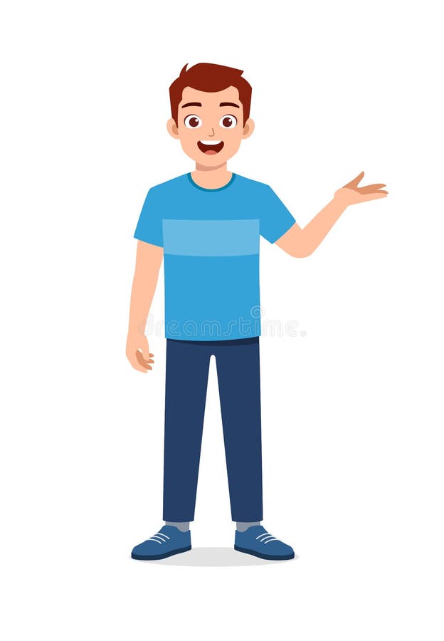 Young Good Looking Man Doing Greet Pose and Say Hi Stock Vector ...