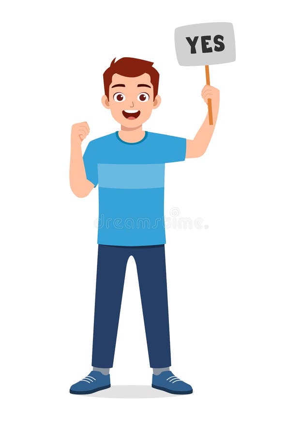 Young Good Looking Man Holding Board Said Yes Stock Vector ...
