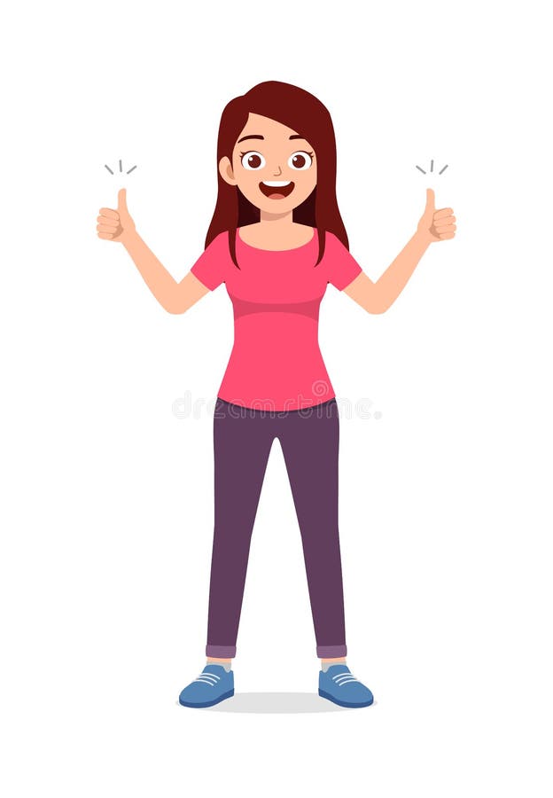 Young Good Looking Woman Doing Thumb Up Pose Stock Vector ...