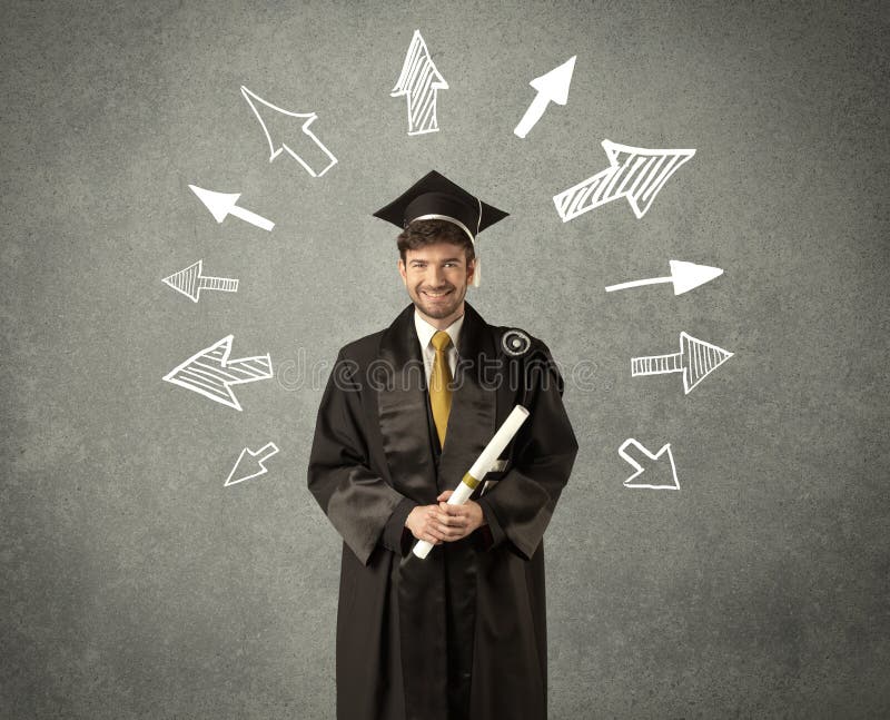 Young Graduate Student with Hand Drawn Arrows Stock Photo - Image of ...