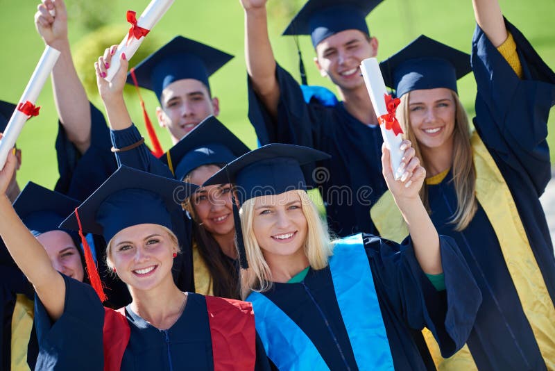 Young Graduates Students Group Stock Photo - Image of portrait ...